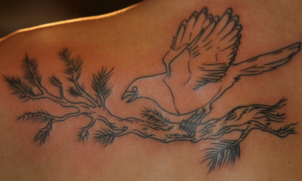 The Beginning of a Magpie Tattoo - 10,000 Birds