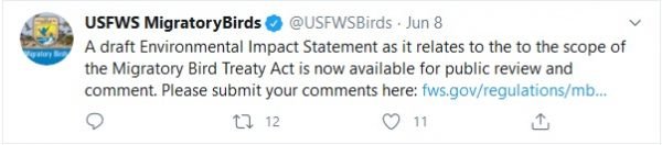 Proposed Changes to Migratory Bird Treaty Act - Part I - 10,000 Birds