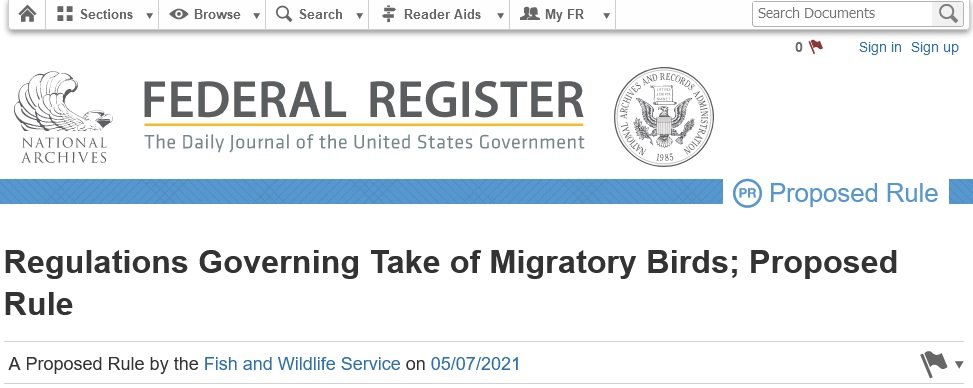 Proposed Changes to Migratory Bird Treaty Act – Part III - 10,000 Birds