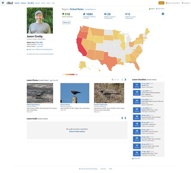 eBird Profile Pages and the Power of Suggestion - 10,000 Birds